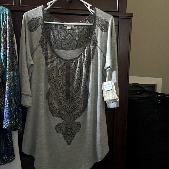 ONE WORLD | Tops | Nwt One World Boho Wms X Tunic 34slv Hi Sides Lo ...
